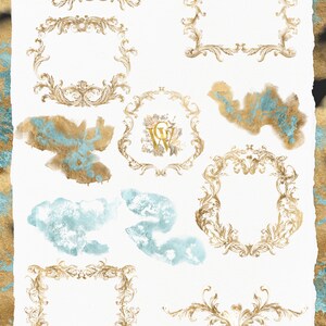 Gold Foil Frames Clip Art, Baroque Clipart, Ornamental Wedding Border ...