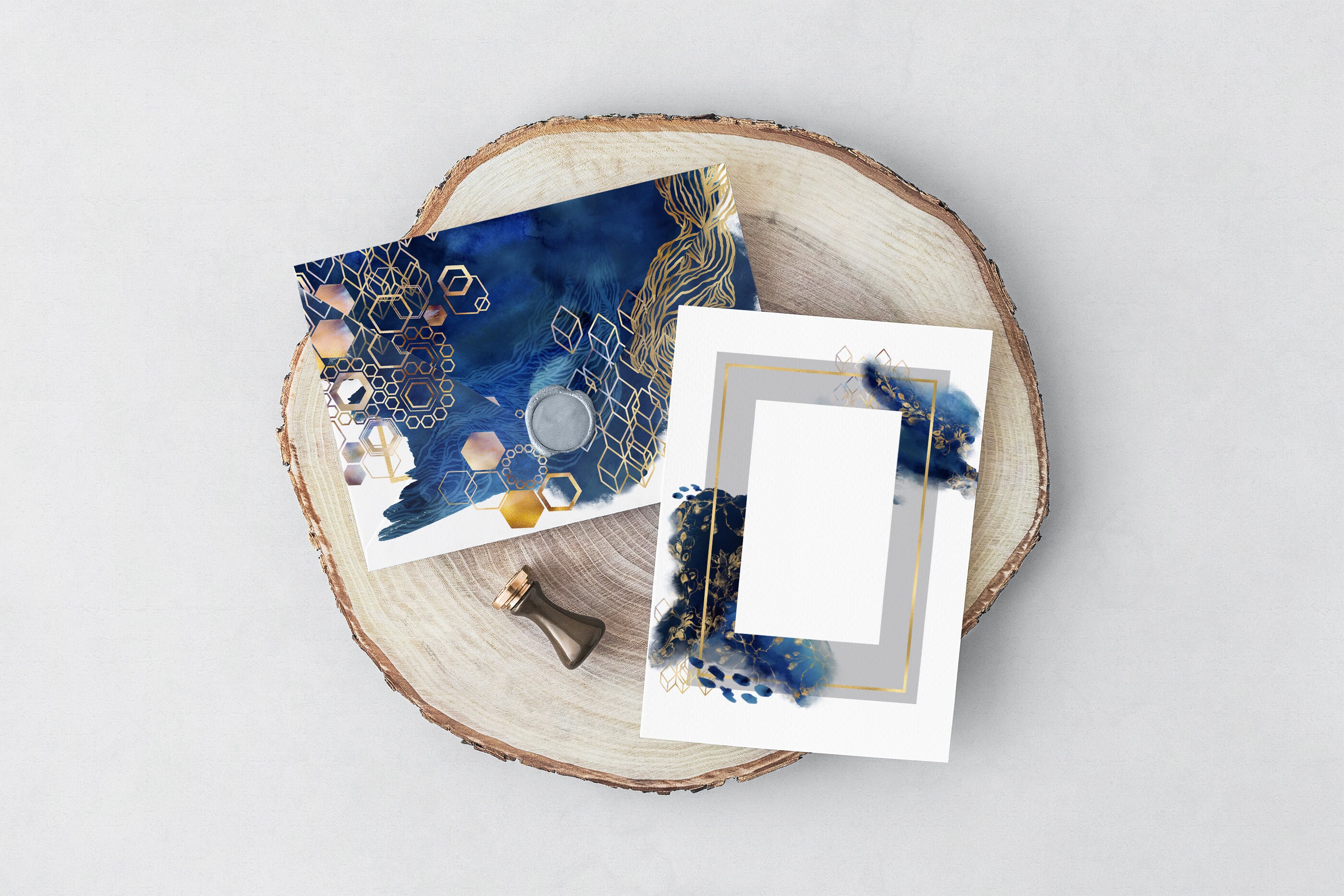 Watercolor Blue and Gold Abstract Frames Clipart Geometric - Etsy Australia