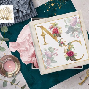 Watercolor Floral Alphabet Clipart: Gold Letters, Red Roses (PNG ...