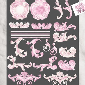 Pink Baroque Ornate Clip Art, Victorian Gold Foil Frames & Fretwork PNG ...