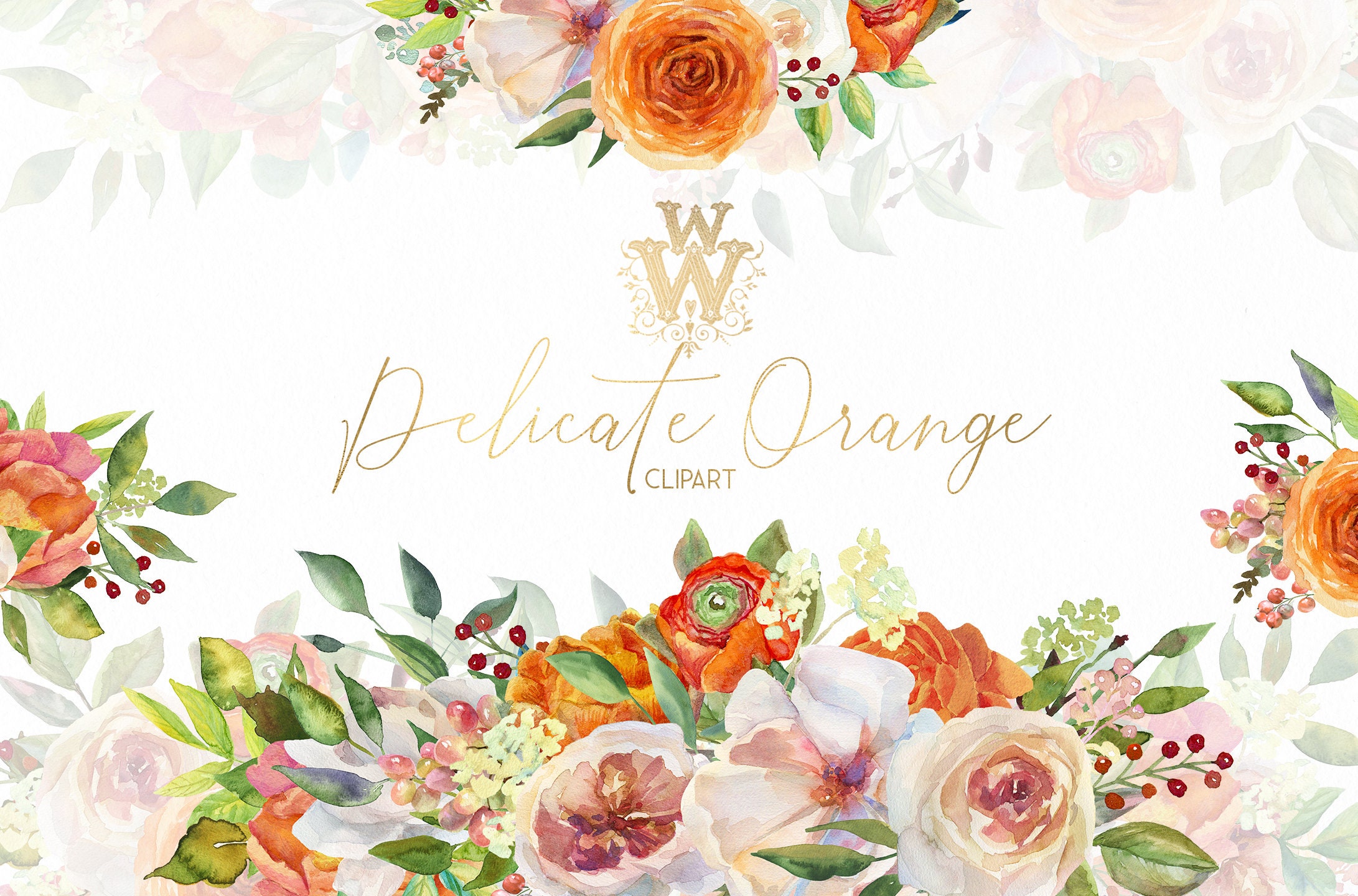 Coral Flower Clip Art Border