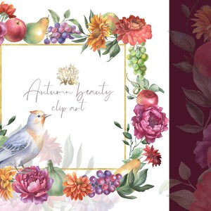 Watercolor Thanksgiving Clipart, Autumn Frame Clip Art, Holiday Wreath ...