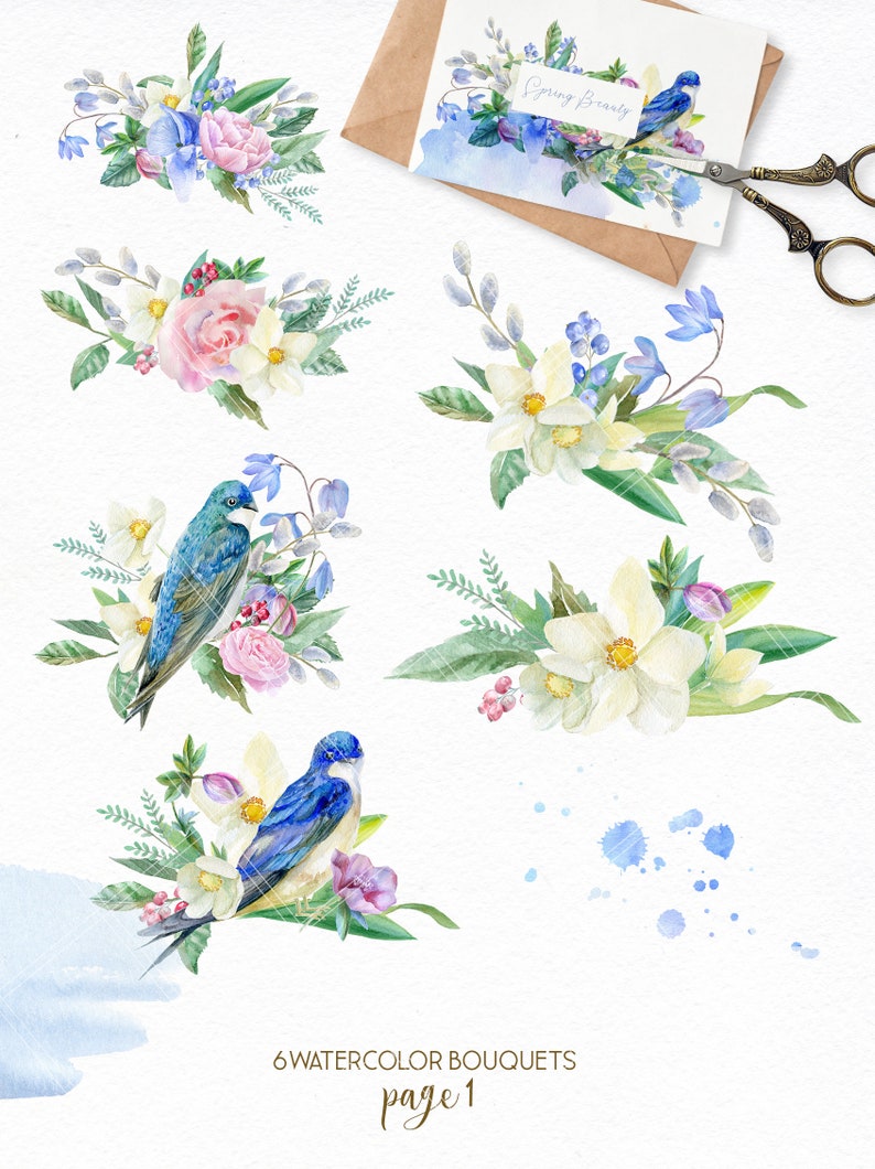 Watercolor Spring Clipart Wedding Wreath Clip Art Rustic - Etsy