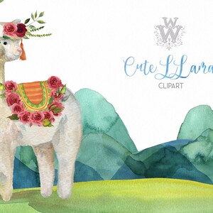 Llama Watercolor Alpaca Clipart Cute Animal Baby Shower Tribal Wedding ...