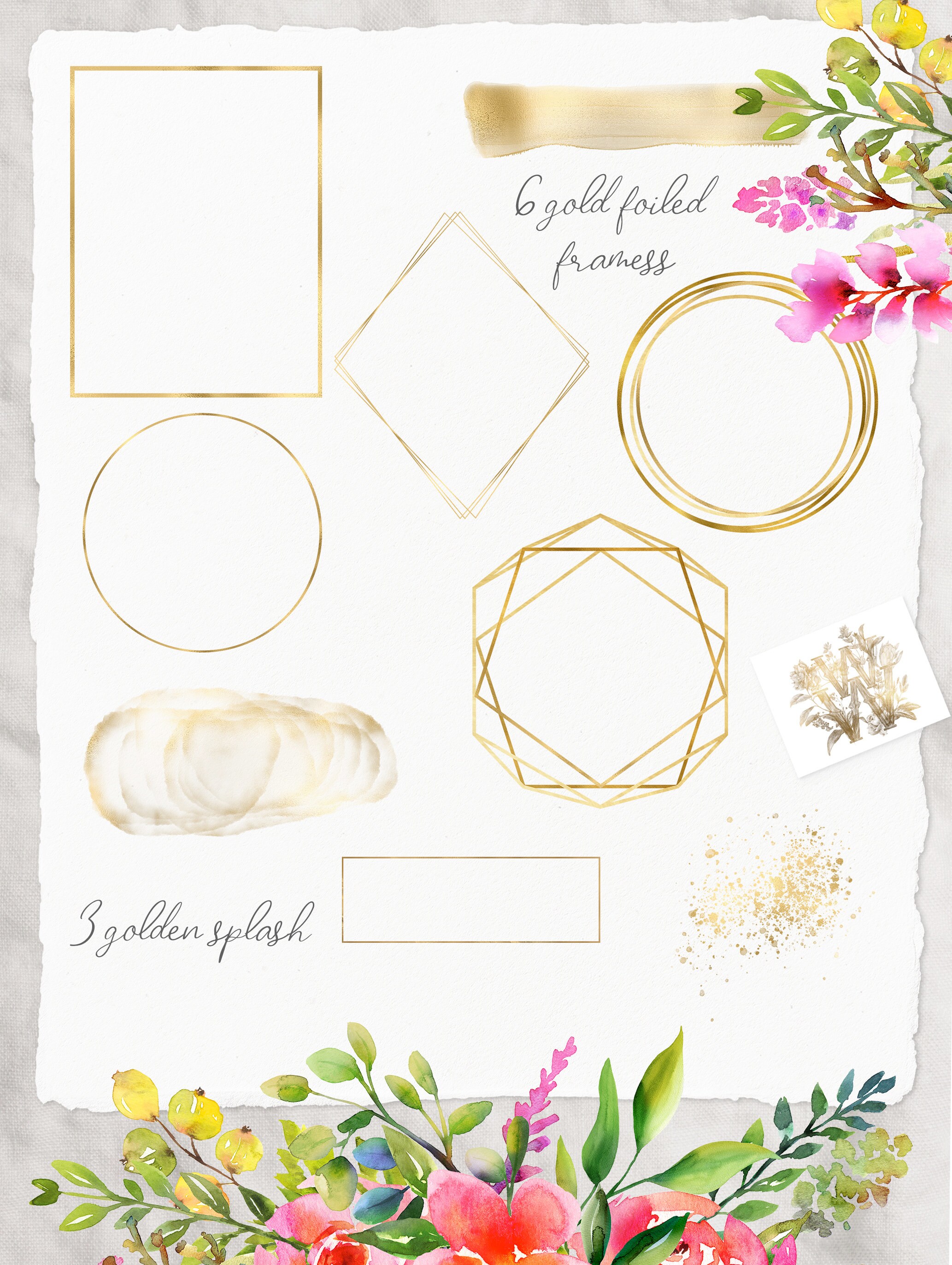 Rustic Rose Watercolor Clipart Floral Wedding Frame Clip Art - Etsy