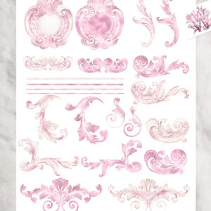 Pink Baroque Ornate Clip Art, Victorian Gold Foil Frames & Fretwork PNG ...
