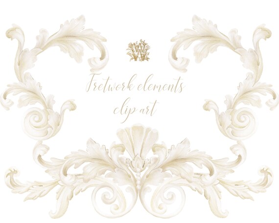 Fretwork Ornaments Clip Art Ornate Architecture Elements | Etsy