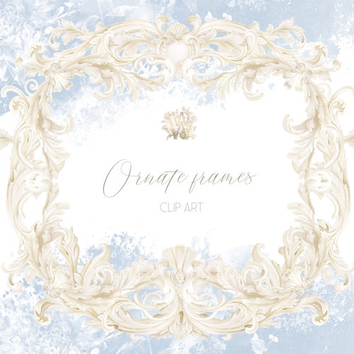 Watercolor Baroque Frames Clip Art Ornaments Clipart Vintage - Etsy
