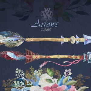 Watercolor Arrow Clip Art, Boho Wedding Clipart Ethnic Tribal ...