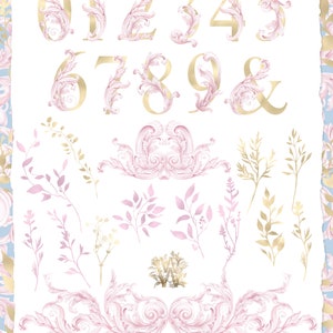 Princess Monogram Letters Clipart: Pink & Gold Royal Initials (PNG) - Etsy