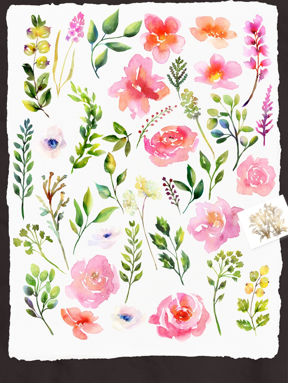 Watercolor pink rose clip art peach flower wedding clip art | Etsy