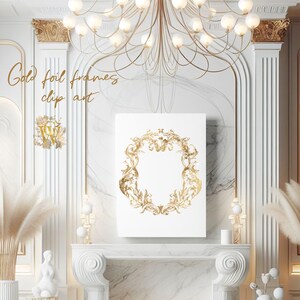 Gold Foil Frames Clip Art, Baroque Clipart, Ornamental Wedding Border ...