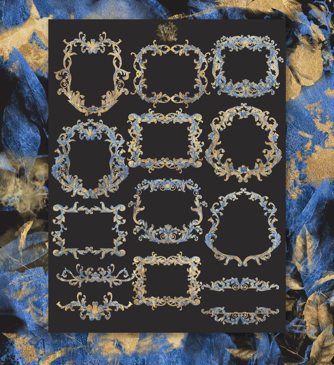 Gold & Blue Baroque Clip Art Bundle: Royal Wedding Frames (PNG) - Etsy