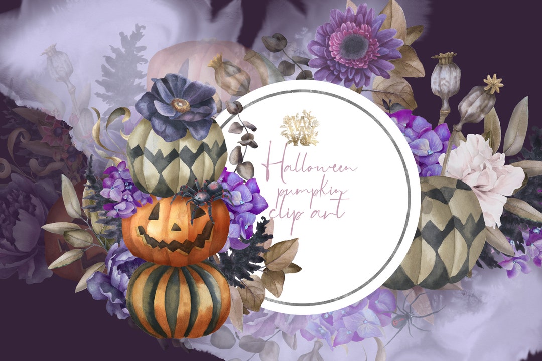 Watercolor Halloween Clipart, Trick or Treat Clip Art, Happy Pumpkin ...