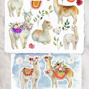 Llama Watercolor Alpaca Clipart Cute Animal Baby Shower Tribal Wedding ...