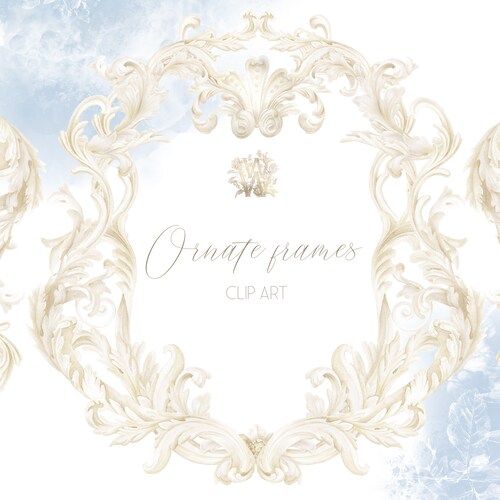 Watercolor Baroque Frames Clip Art Ornaments Clipart Vintage - Etsy