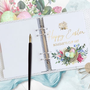 Watercolor Easter Bouquets Clip Art Spring Bunny Border - Etsy