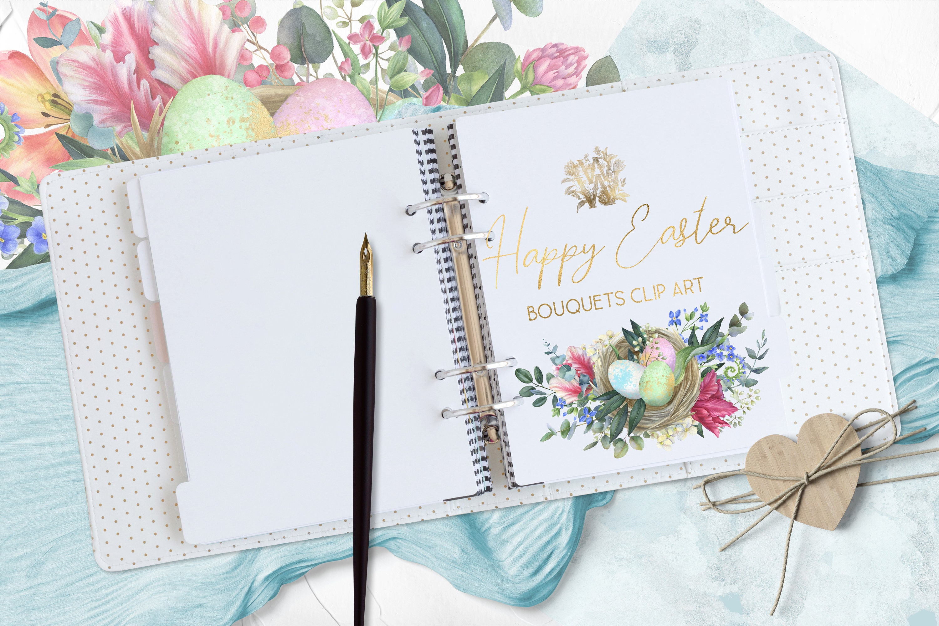 Watercolor Easter Bouquets Clip Art Spring Bunny Border - Etsy