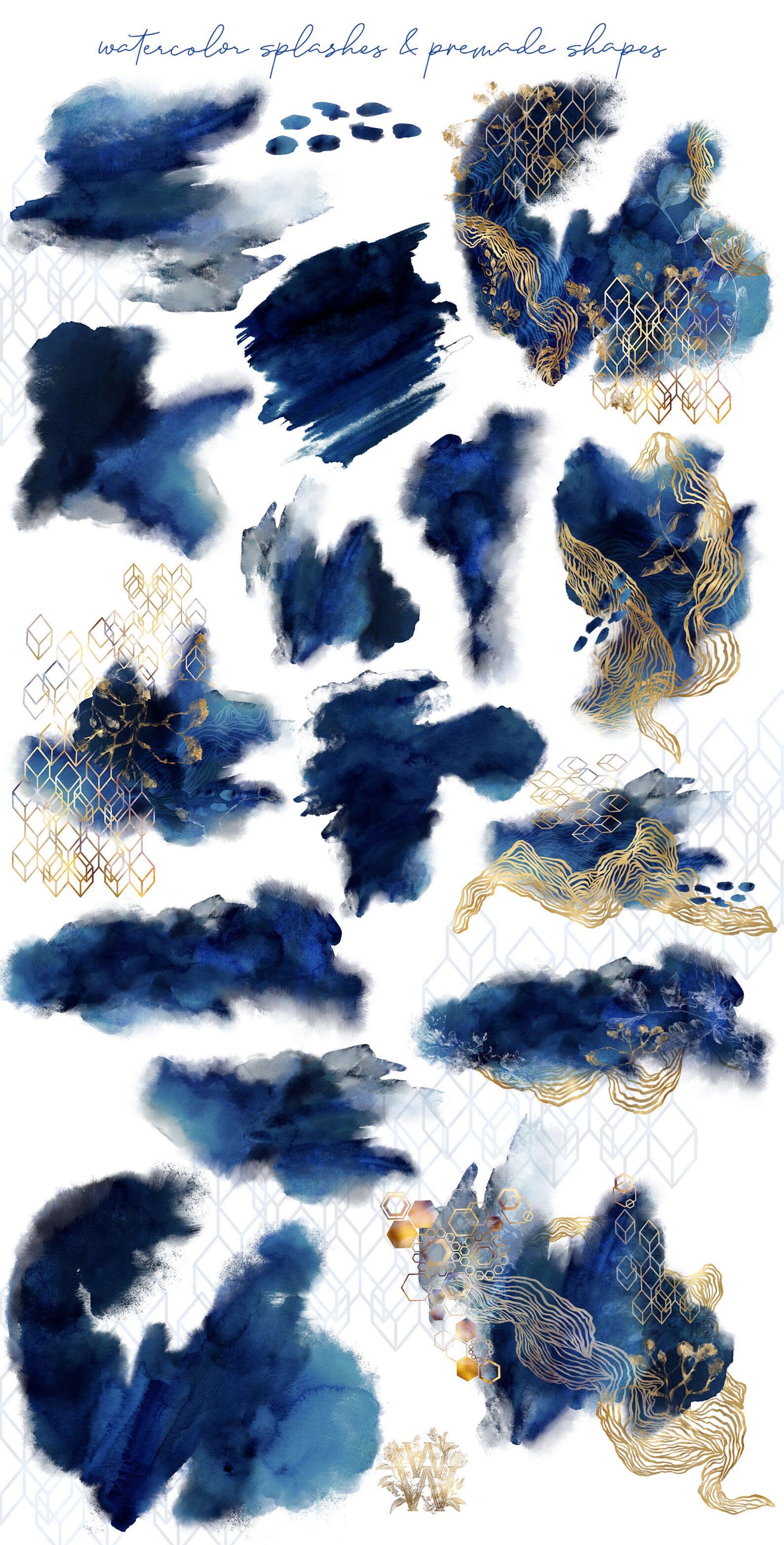 Abstract Blue Collection Clipart Watercolor Frame Clip Art - Etsy
