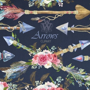 Watercolor Arrow Clip Art, Boho Wedding Clipart Ethnic Tribal ...