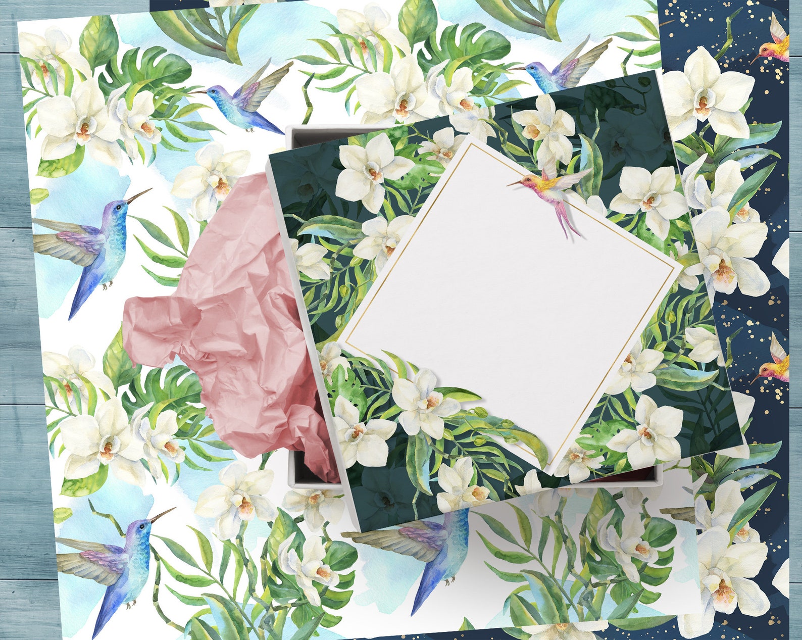 Tropical Flower Digital Paper Pack Watercolor White Orchid - Etsy