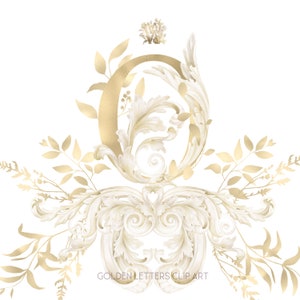Gold Foil Monogram Letters Clipart, Golden Wedding Letters Clip Art ...