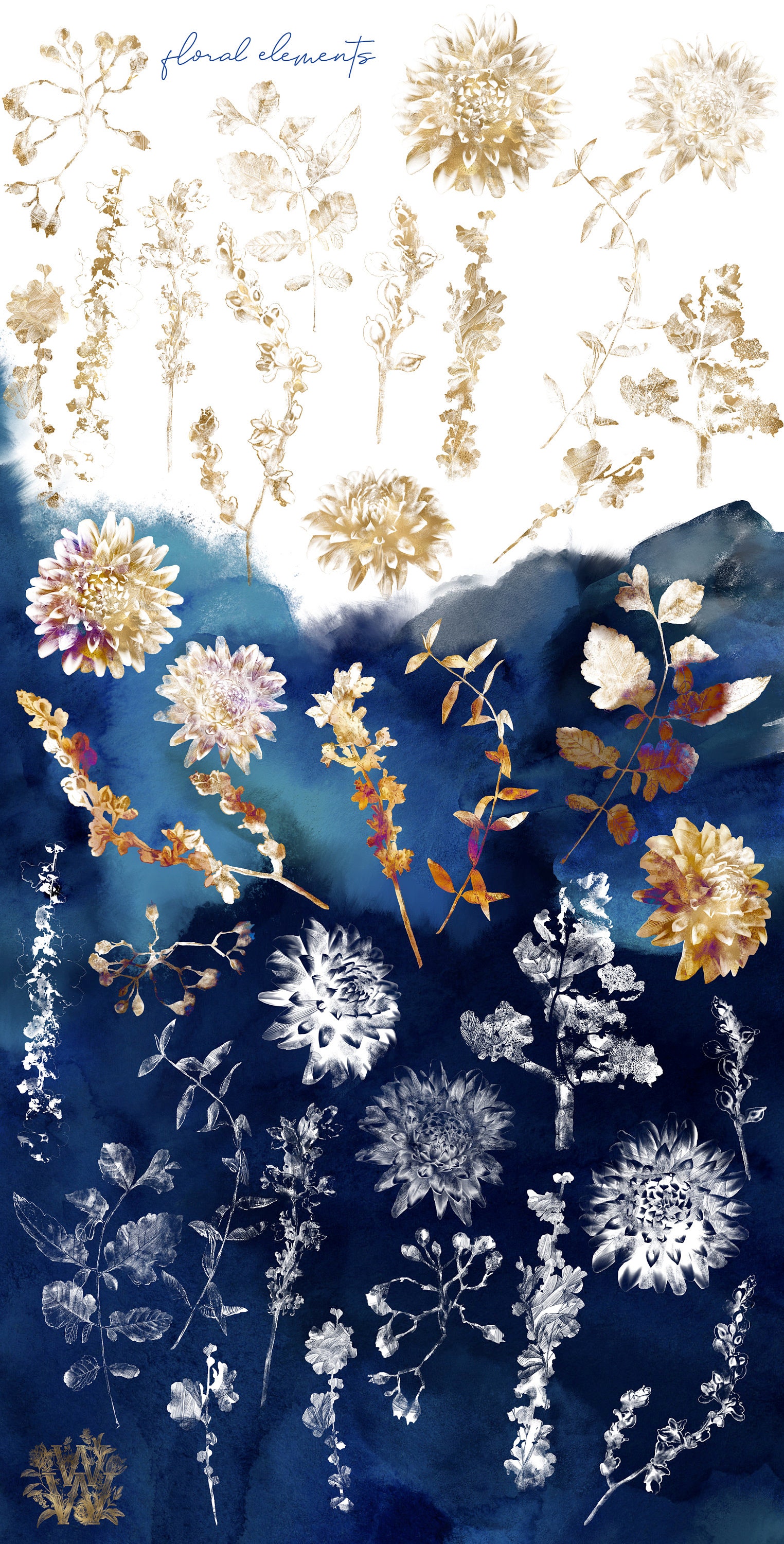 Abstract Blue Collection Clipart Watercolor Frame Clip Art - Etsy