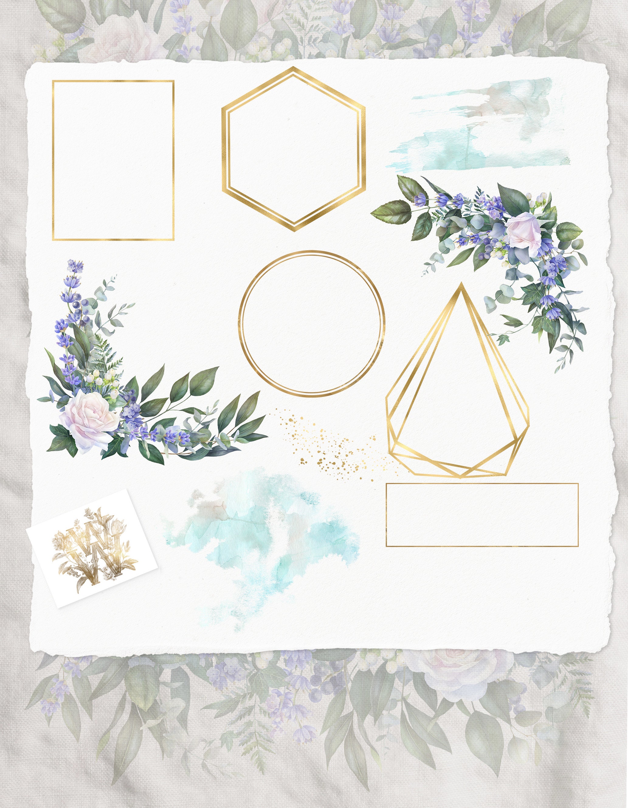 White Rose Border Clip Art Watercolor Floral Wedding Frame | Etsy