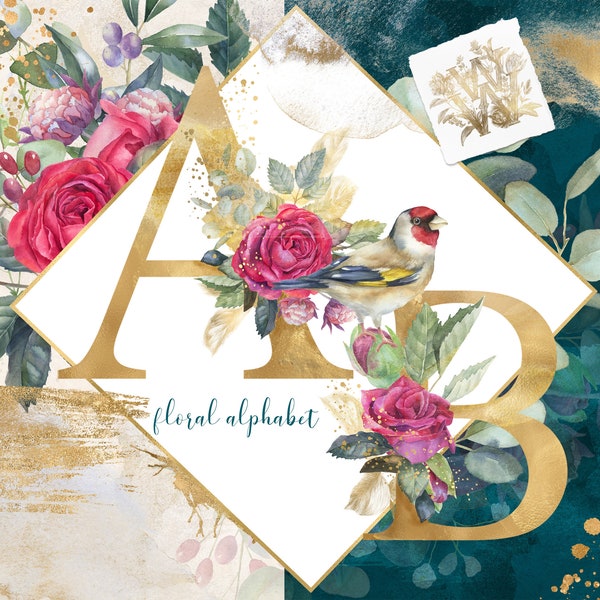 Floral Alphabet Clipart - Etsy UK