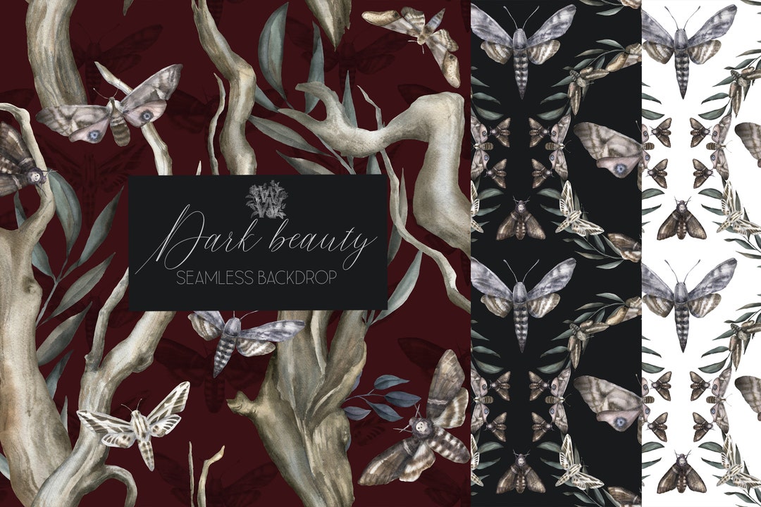 Dark Watercolor Gothic Seamless Pattern Gothic Wedding - Etsy