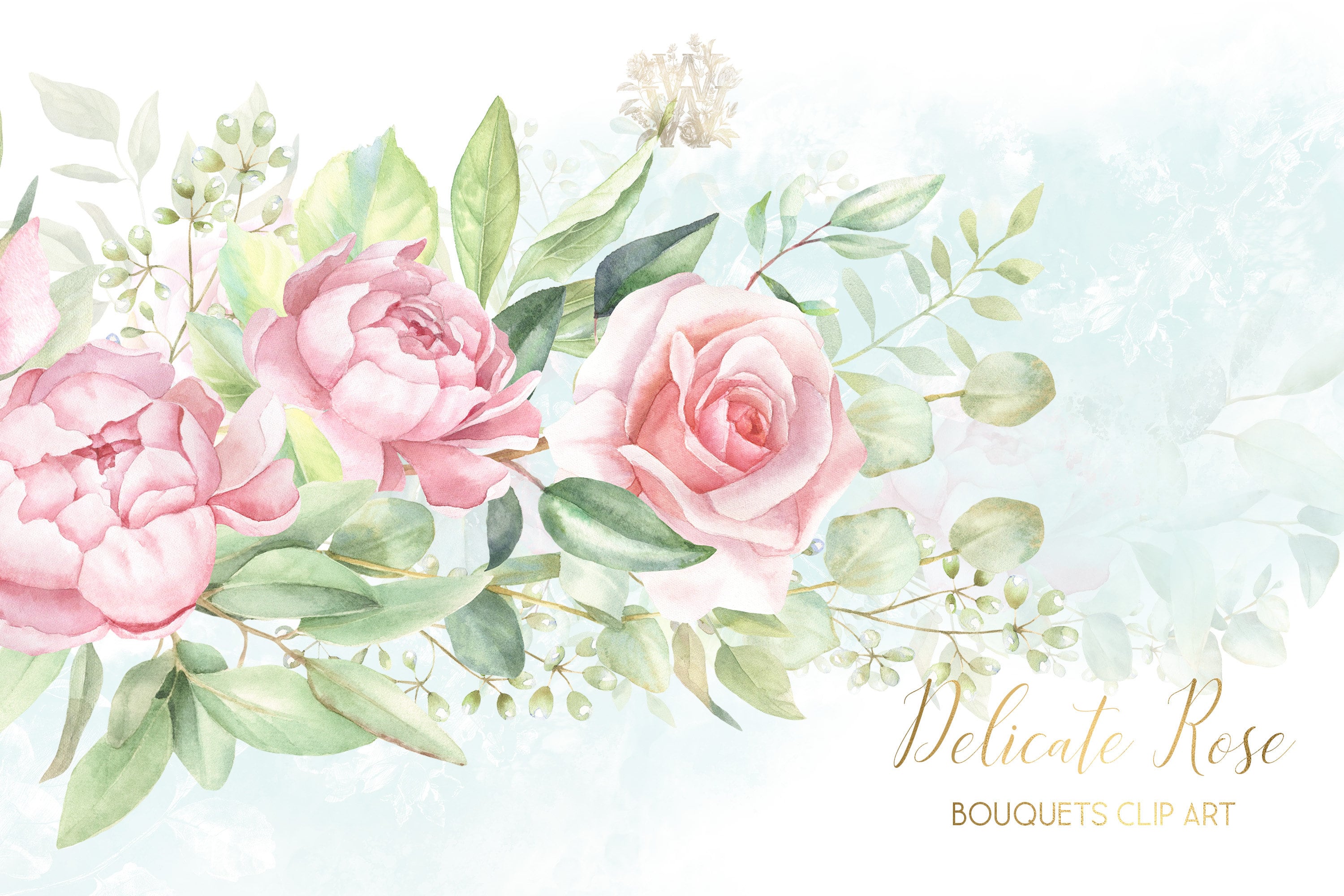 Watercolor Rose Border Clipart: Floral Frame PNG (digital Download) - Etsy