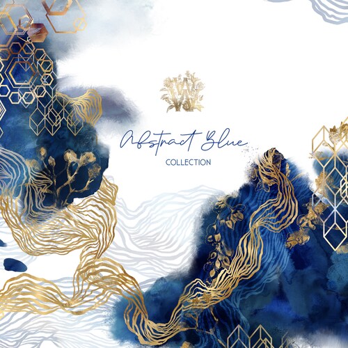 Abstract Blue Collection Clipart Watercolor Frame Clip Art | Etsy