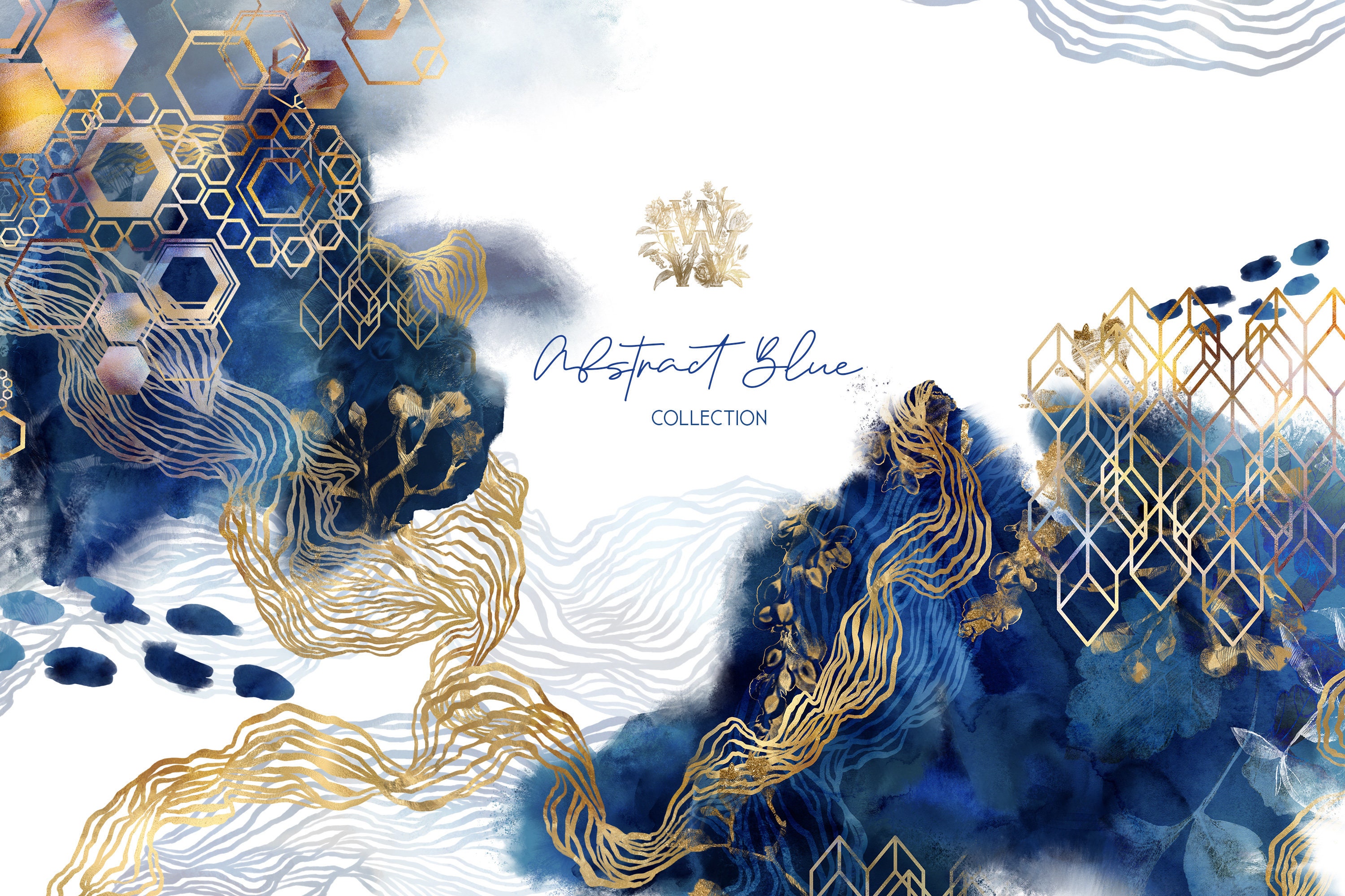 Abstract Blue Collection Clipart Watercolor Frame Clip Art - Etsy