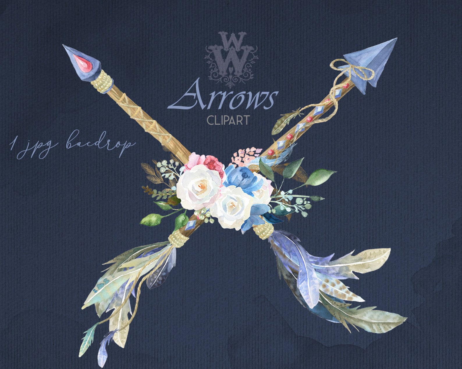 Watercolor Arrow Clip Art Boho Wedding Clipart Ethnic Tribal - Etsy