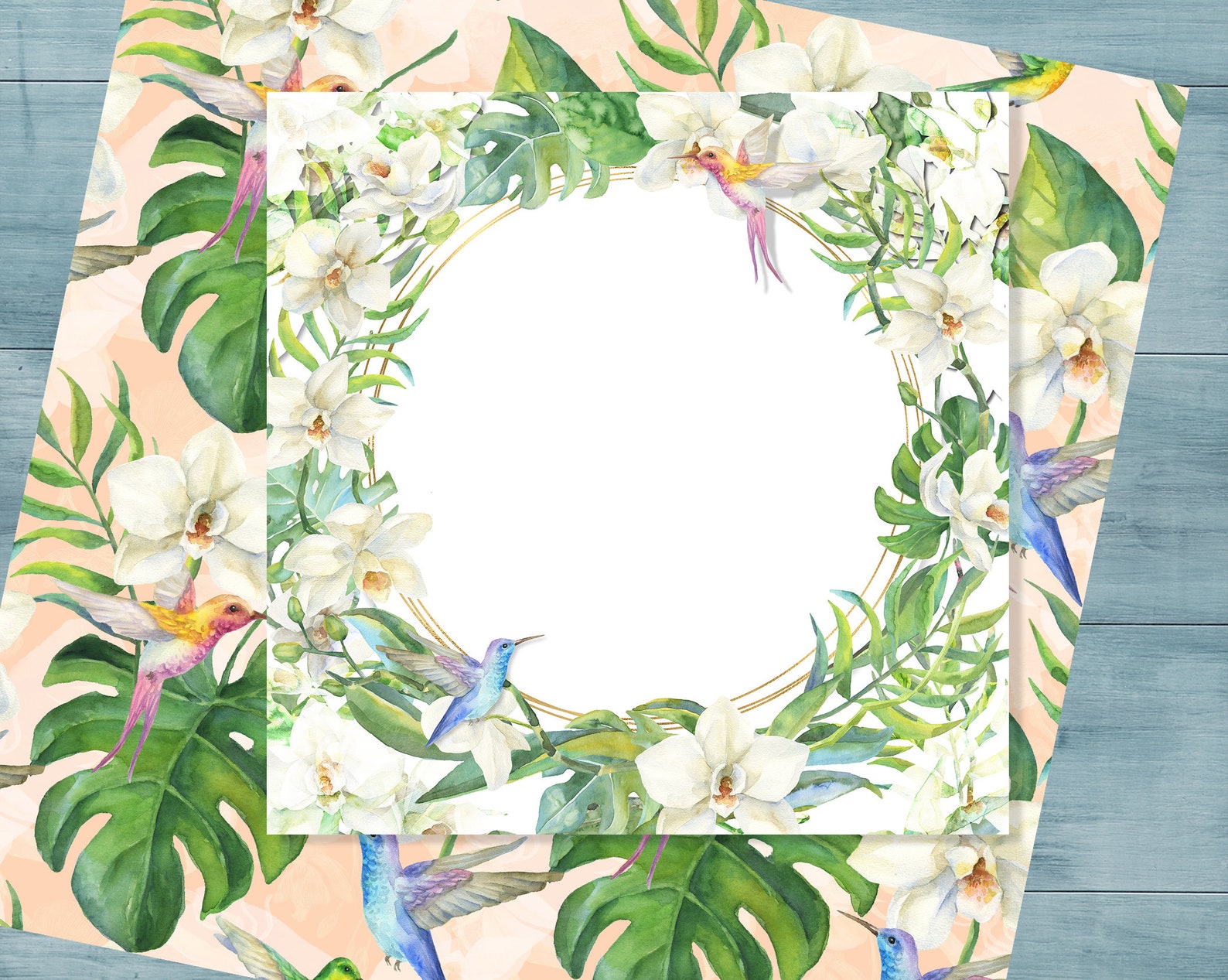 Tropical Flower Digital Paper Pack, Watercolor White Orchid, Wedding ...