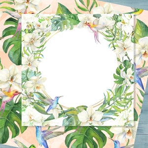 Tropical Flower Digital Paper Pack, Watercolor White Orchid, Wedding ...