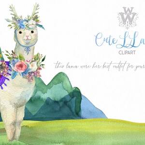 Llama Watercolor Alpaca Clipart Cute Animal Baby Shower Tribal Wedding ...