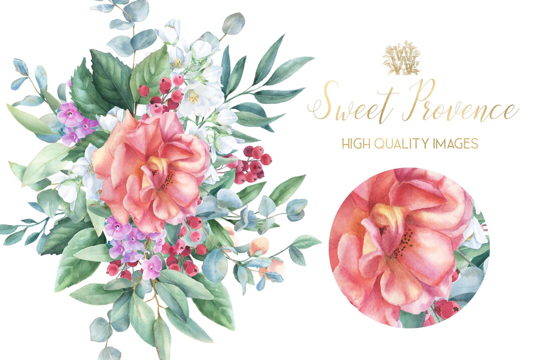 Watercolor Rose Border Clip Art, Peach Flower Clipart, Orange Floral ...