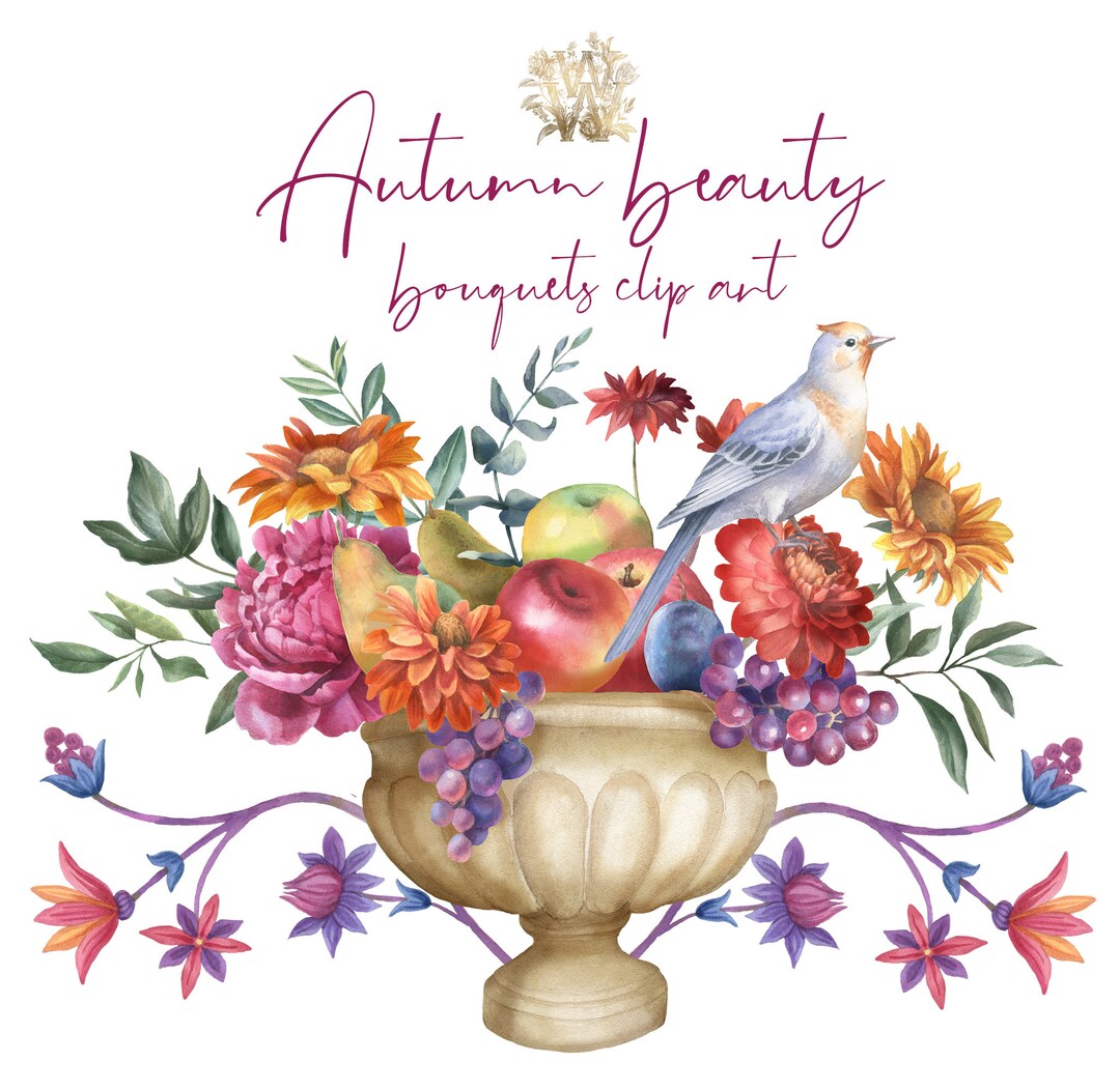 Autumn Harvest Watercolor Borders Clipart, Thanksgiving Png, Fall ...