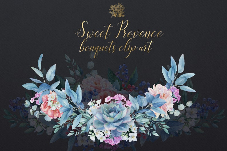 Peach Floral Wedding Bouquets Clip Art Watercolor Rose Flower | Etsy