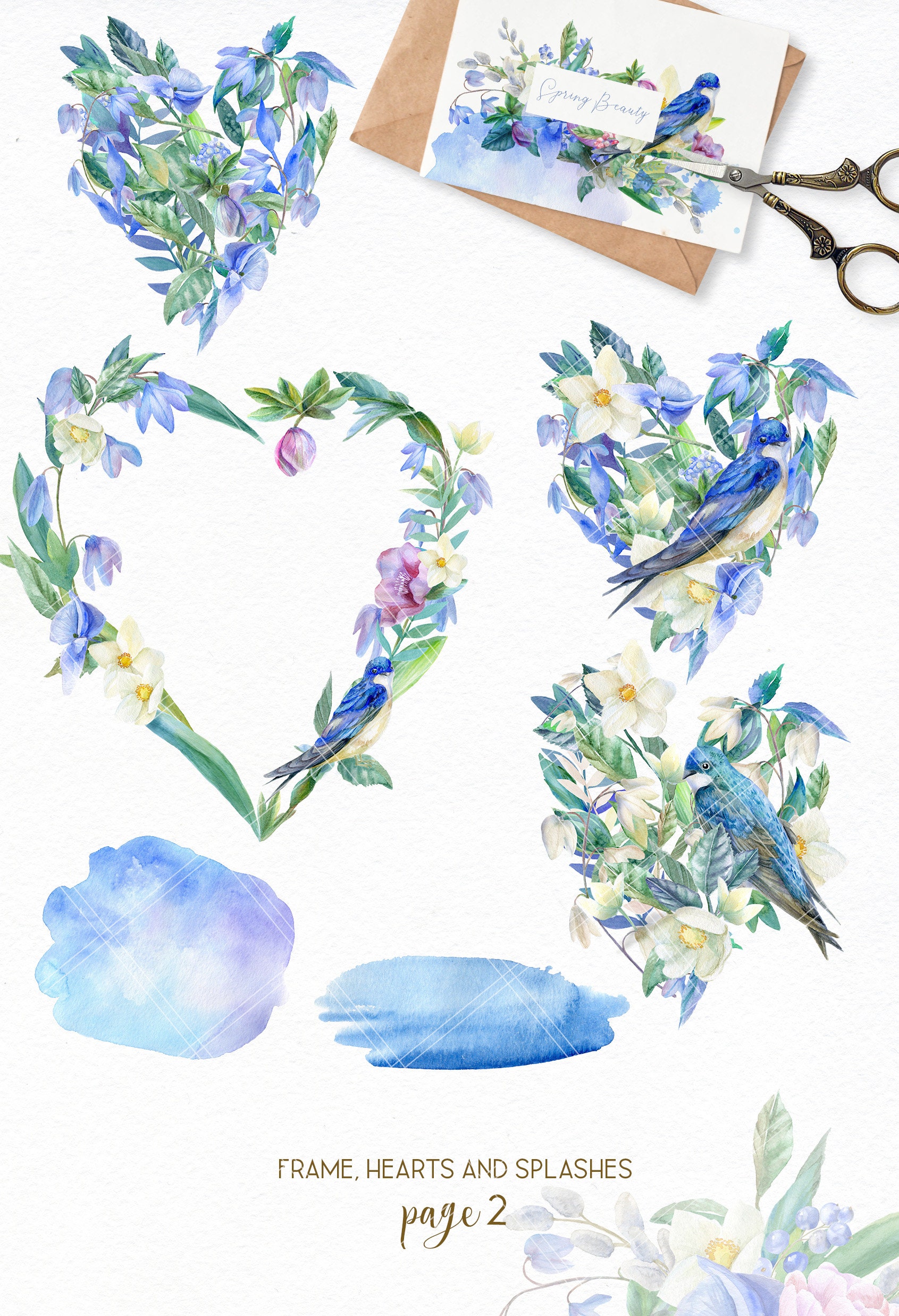 Watercolor Spring Clipart Wedding Wreath Clip Art Rustic - Etsy