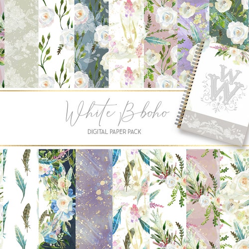 Watercolor Floral Boho Digital Paper Boho Patterns Pink - Etsy