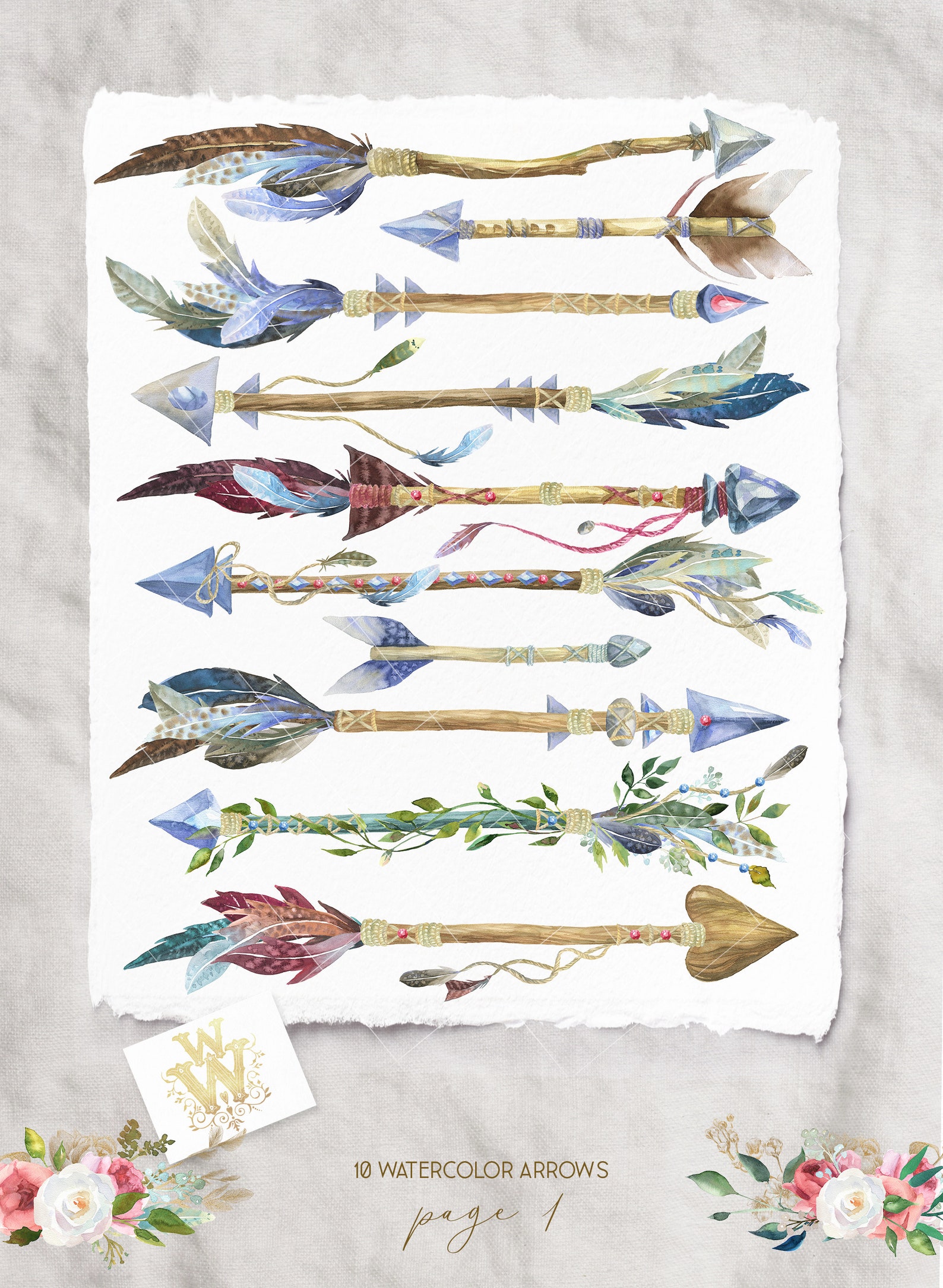 Watercolor Arrow Clip Art Boho Wedding Clipart Ethnic Tribal - Etsy