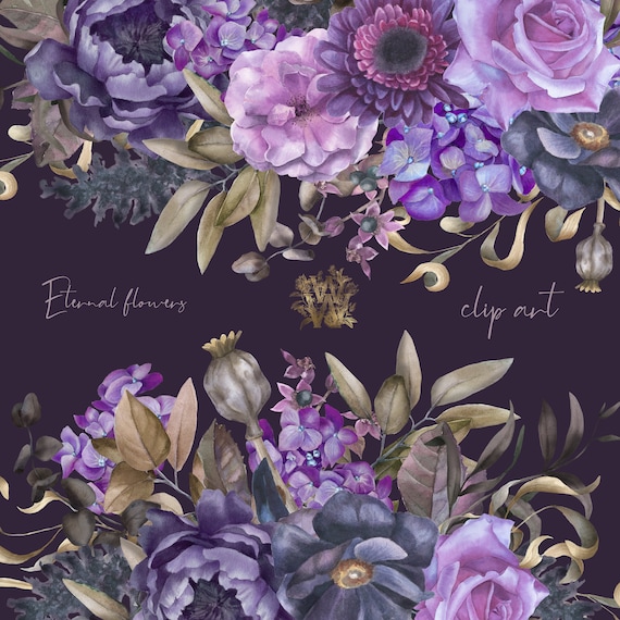 Purple Flowers Clip Art Border