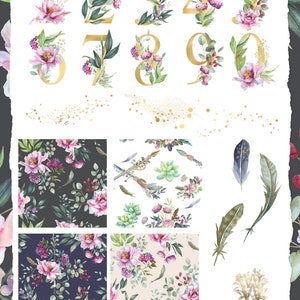 Gold Foil Floral Alphabet Clipart, Watercolor Flower Letters Clip Art ...