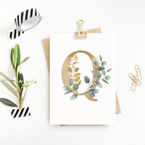 Eucalyptus Alphabet Watercolor Clipart Gold Floral Letters | Etsy Australia