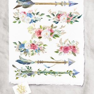 Watercolor Arrow Clip Art, Boho Wedding Clipart Ethnic Tribal ...