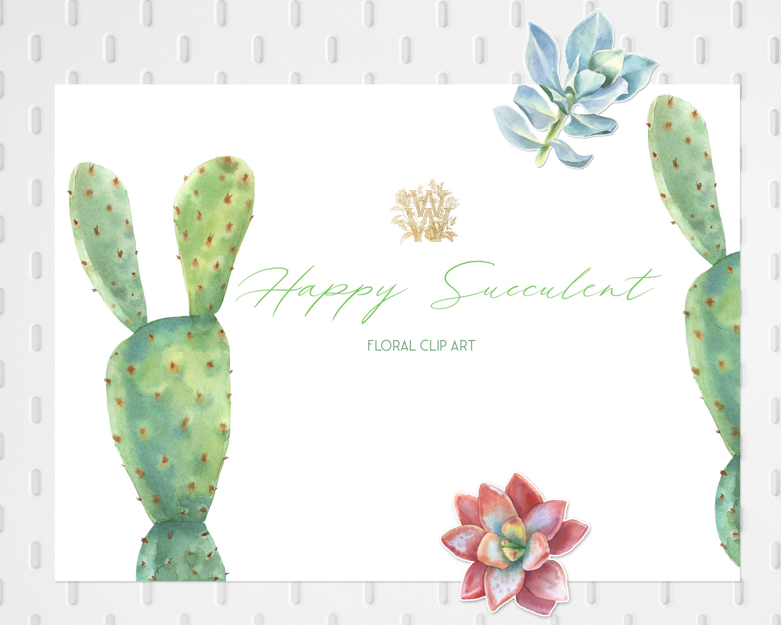 Watercolor Succulent Clipart Boho Clip Art Cute Cactus Png | Etsy