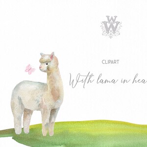 Llama Watercolor Alpaca Clipart Cute Animal Baby Shower Tribal Wedding ...