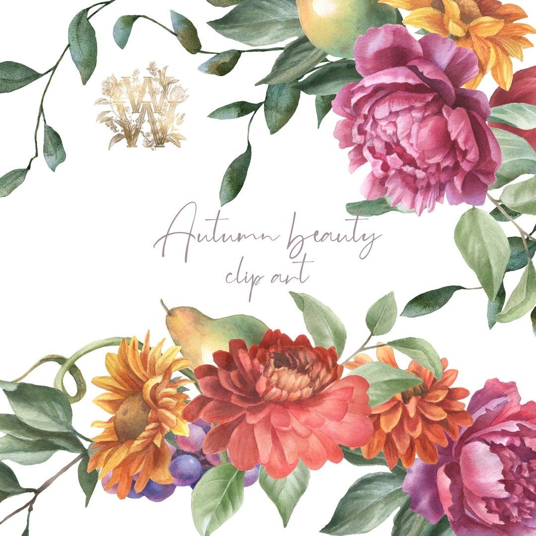 Watercolor Thanksgiving Clipart, Autumn Frame Clip Art, Holiday Wreath ...